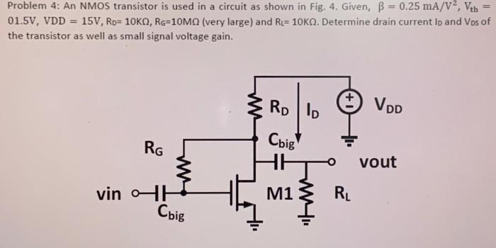 Solved Problem 4: An NMOS transistor is used in a circuit as | Chegg.com
