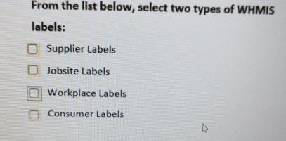 Solved From the list below, select two types of WHMIS | Chegg.com