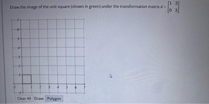 Solved Draw the image of the unit square (shown in green) | Chegg.com