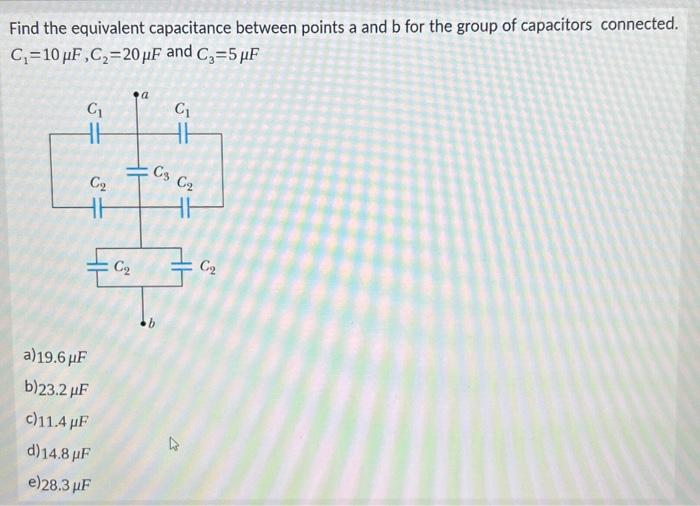 Solved Find the equivalent capacitance between points a and | Chegg.com