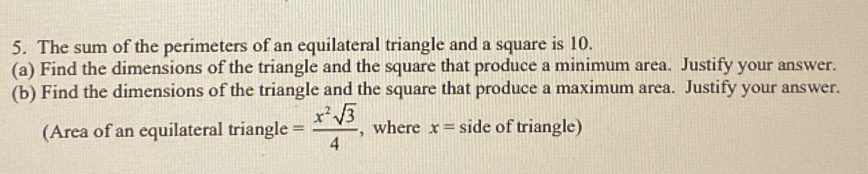 Solved The sum of the perimeters of an equilateral triangle | Chegg.com