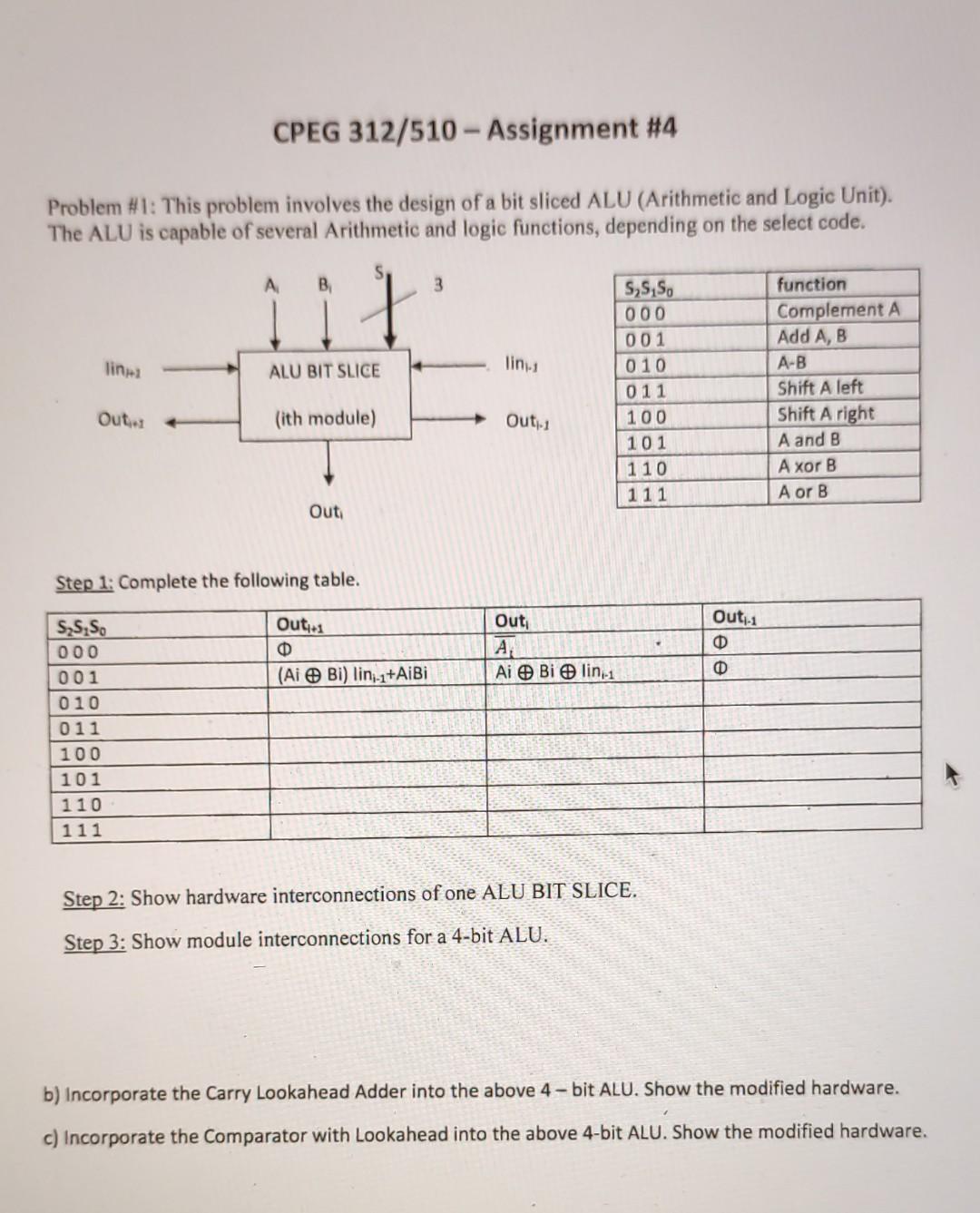 Solved CPEG 312/510 - Assignment #4 Problem #1: This problem | Chegg.com