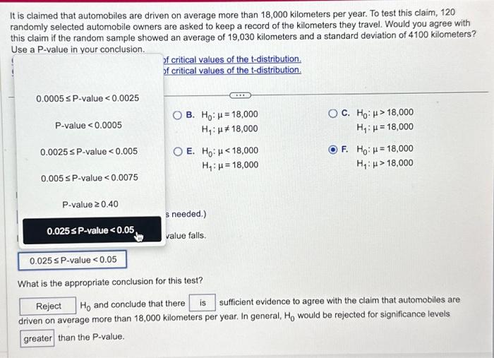 Solved It is claimed that automobiles are driven on average | Chegg.com