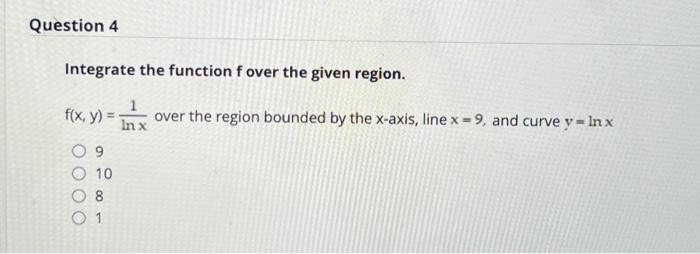 Solved Integrate the function f over the given region. | Chegg.com