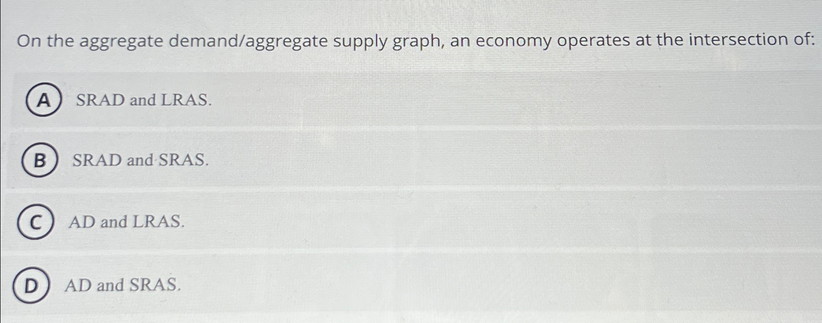 Solved On the aggregate demand/aggregate supply graph, an | Chegg.com