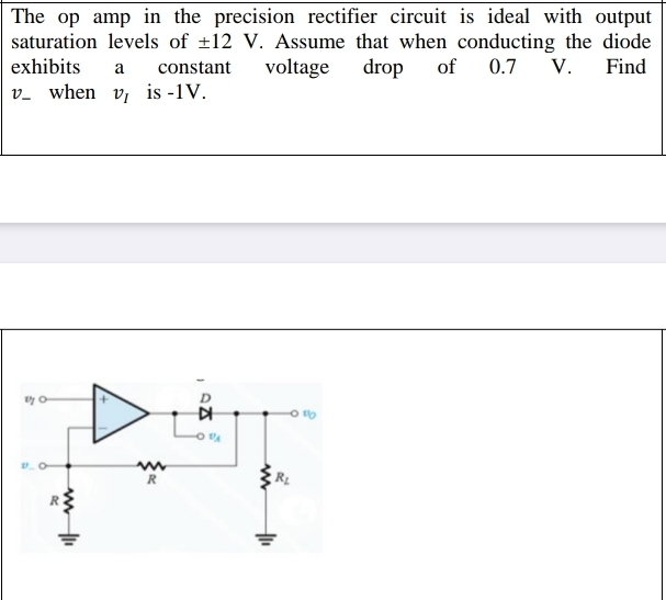 Solved The op amp in the precision rectifier circuit is | Chegg.com