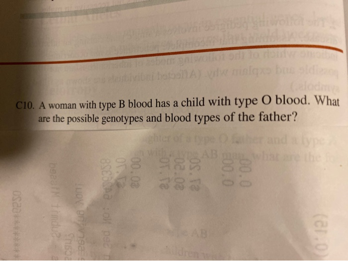 Solved minlgx C10. A woman with type B blood has a child | Chegg.com