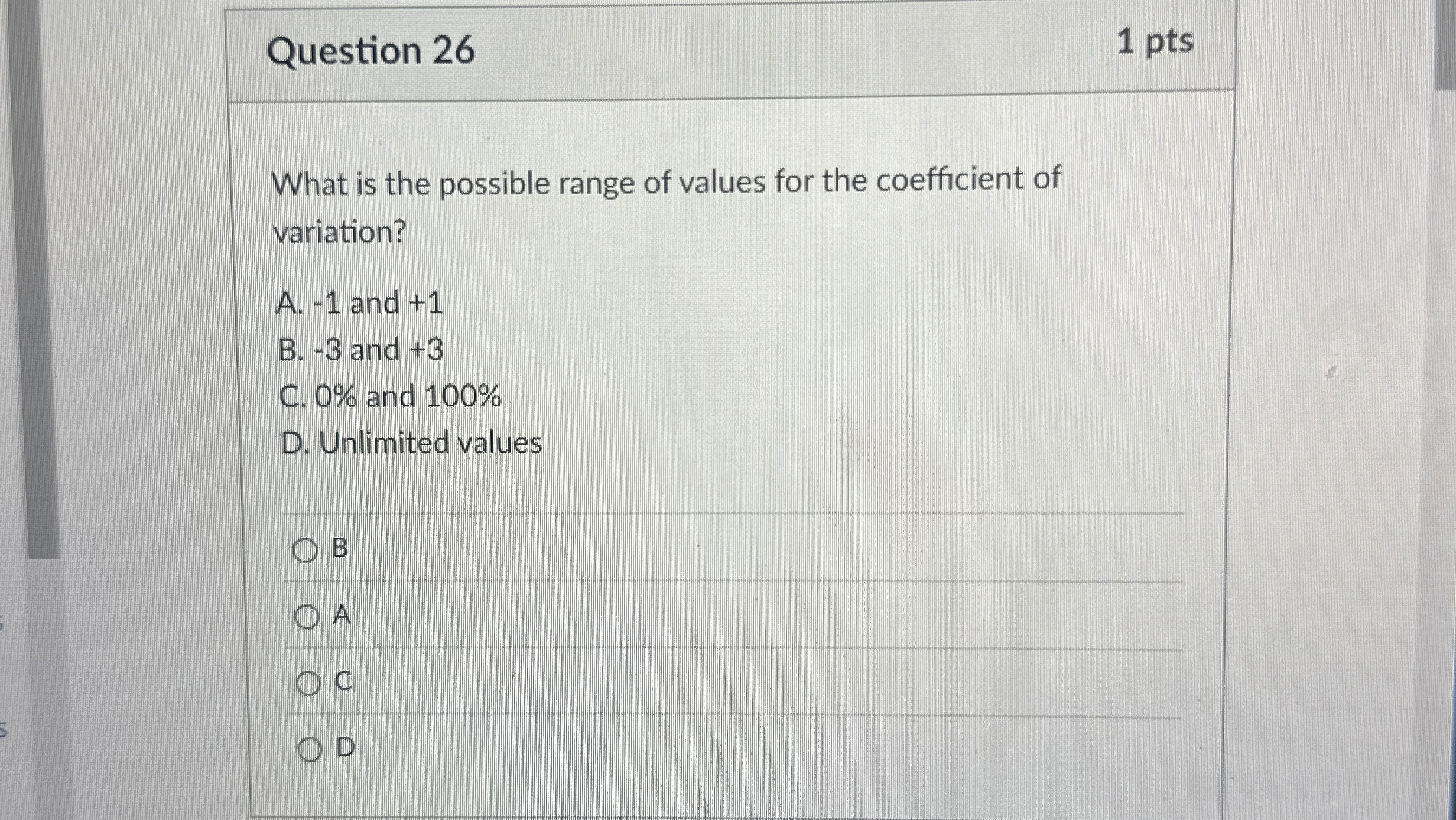 Solved Question 26What is the possible range of values for | Chegg.com
