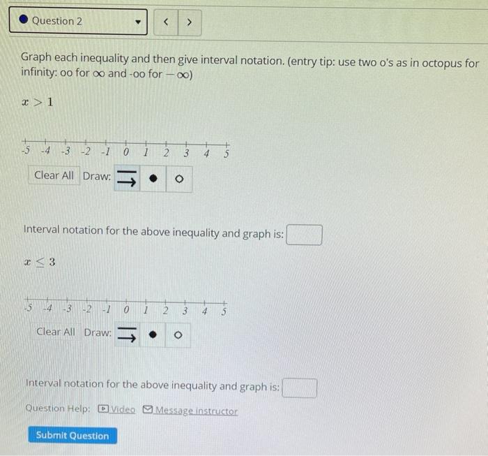 Solved Question 2 Graph each inequality and then give | Chegg.com