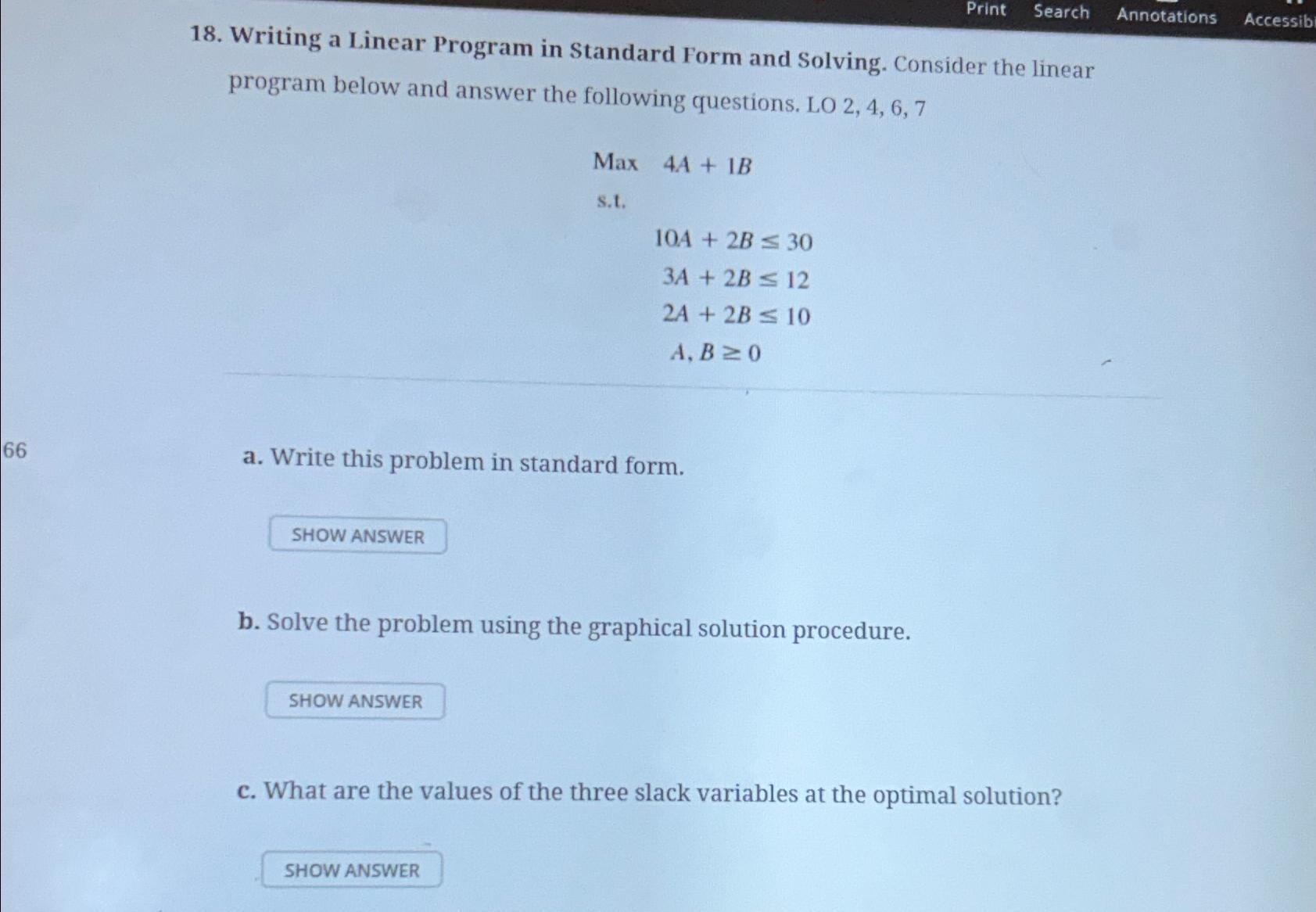 Solved PrintSearchAnnotationsAccessib18. ﻿Writing a Linear | Chegg.com