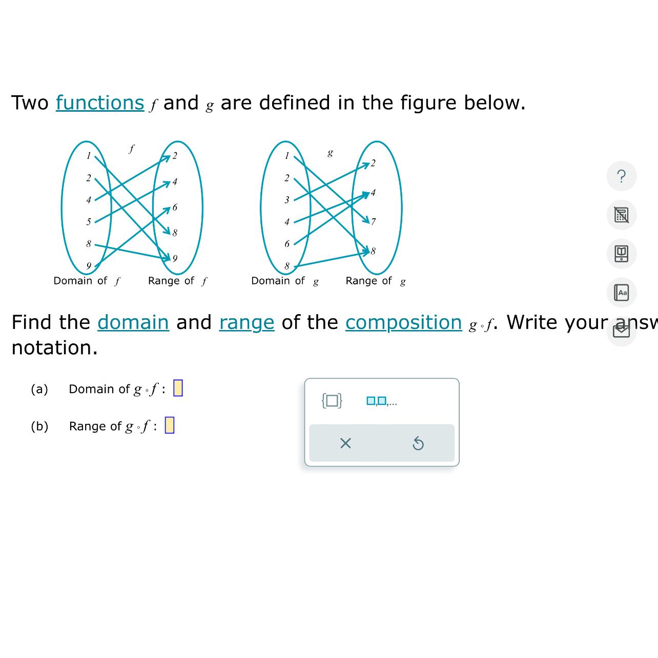 Solved Two functions f ﻿and g ﻿are defined in the figure | Chegg.com