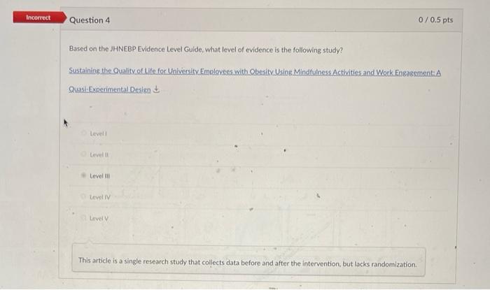Based on the JHNEBP Evidence Level Guide, what level | Chegg.com