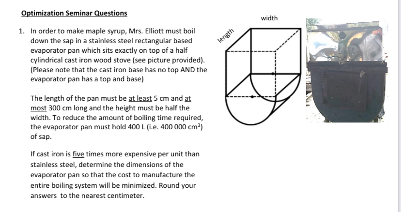 Solved Optimization Seminar QuestionsIn order to make maple | Chegg.com