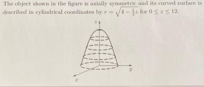 Solved The object shown in the figure is axially symmetric | Chegg.com