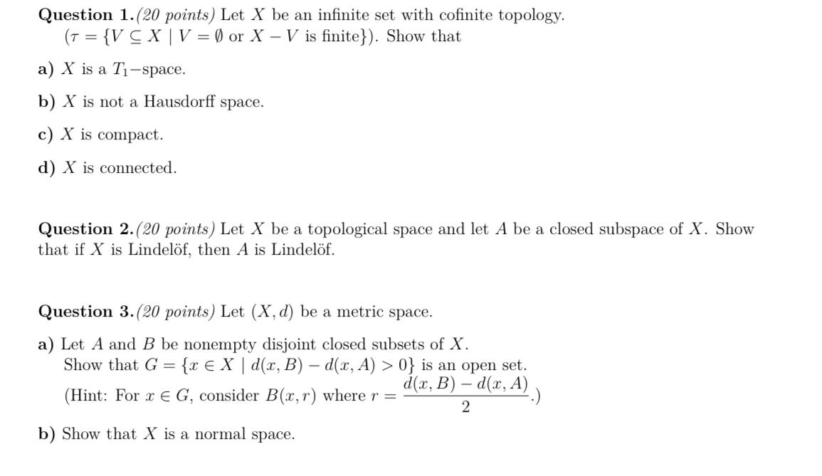 Solved Question 1.(20 ﻿points) ﻿Let x ﻿be an infinite set | Chegg.com