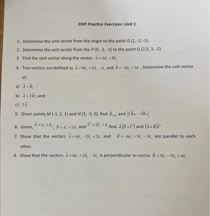 Solved 1. Determine the unit vector from the origin to the | Chegg.com