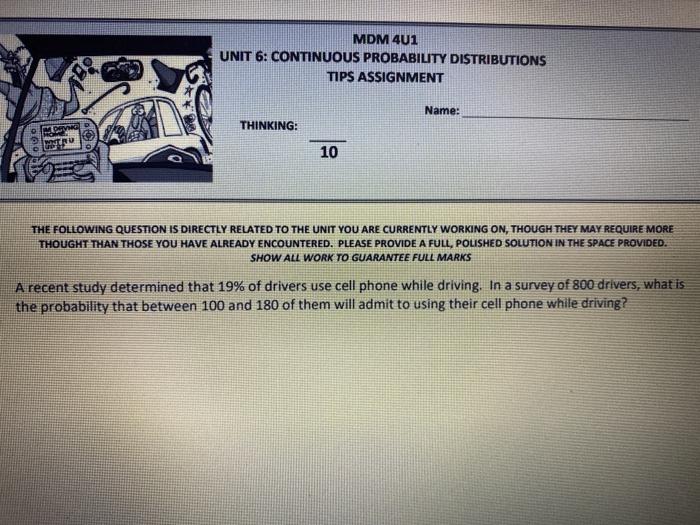 Solved MDM 401 UNIT 6: CONTINUOUS PROBABILITY DISTRIBUTIONS | Chegg.com