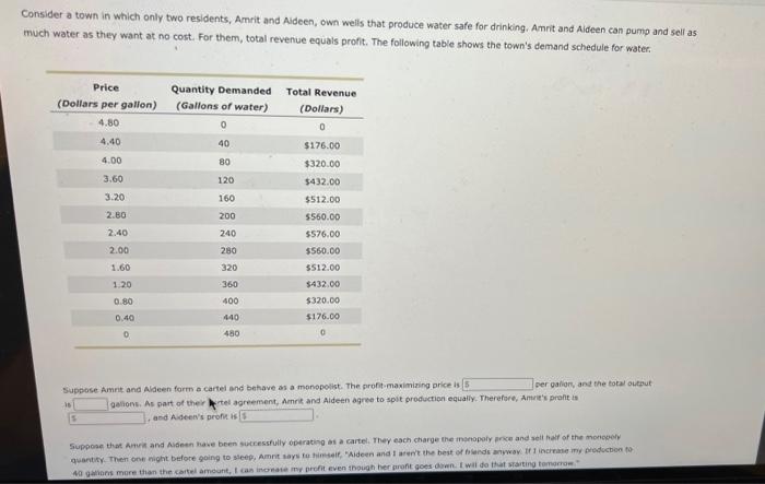 Solved Consider a town in which only two residents, Amrit | Chegg.com