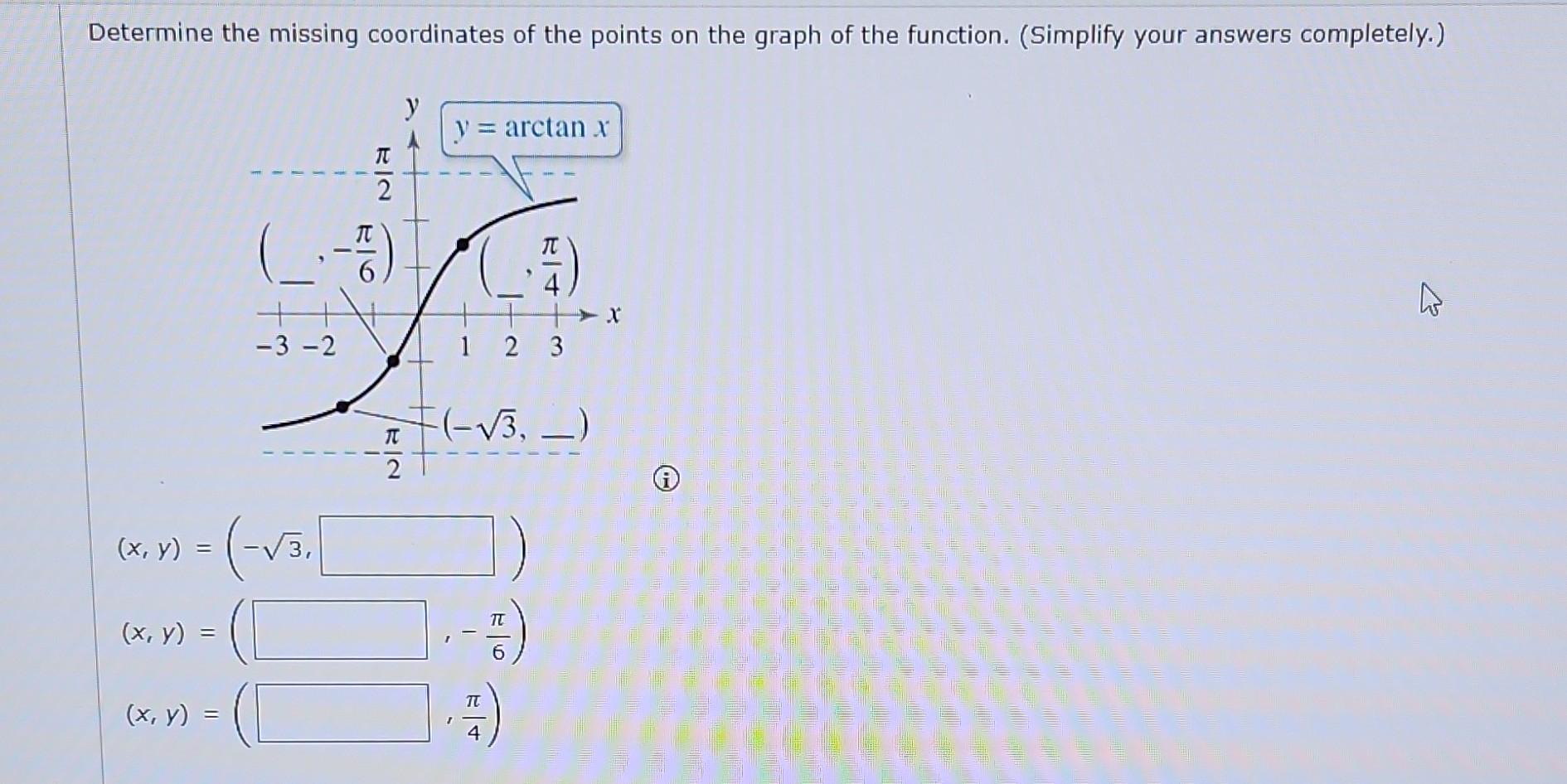 Solved Determine The Missing Coordinates Of The Points On