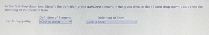 Solved In the first drop-down box, identify the definition | Chegg.com