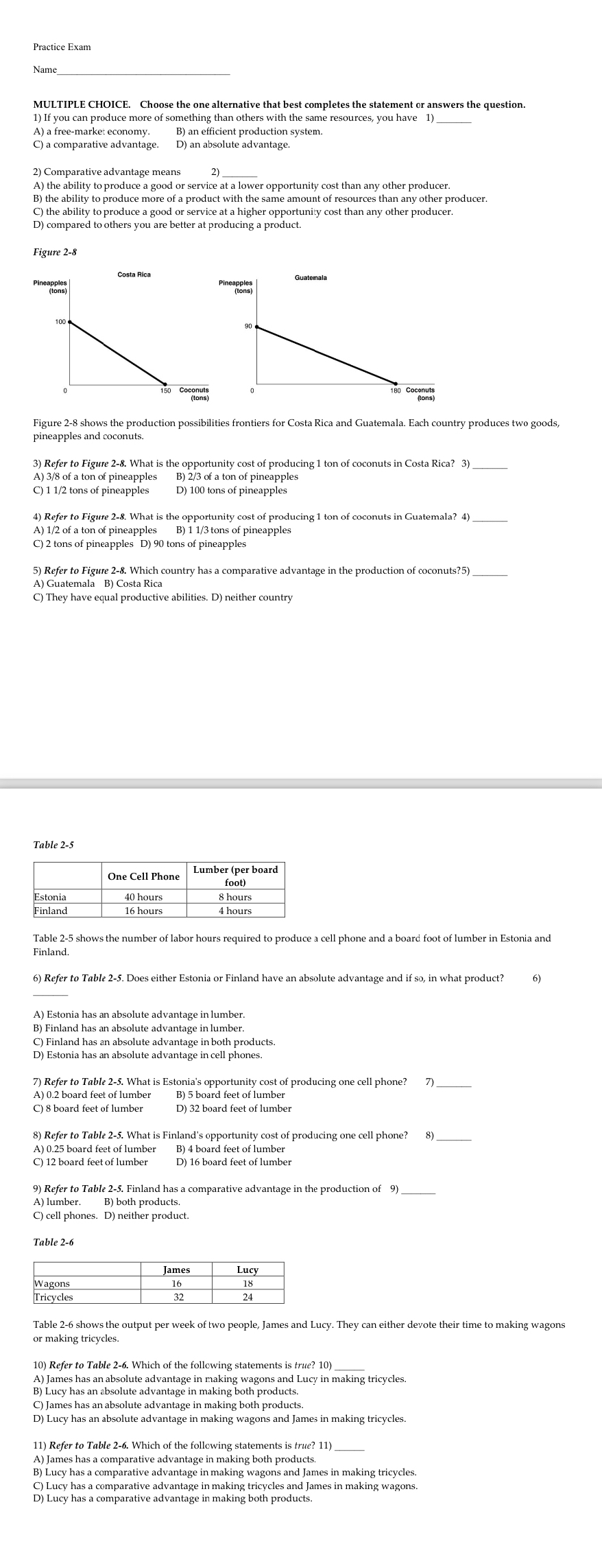 Solved Practice ExamName q,MULTIPLE CHOICE. Choose the one | Chegg.com