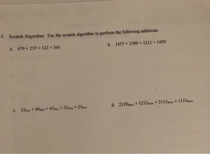Solved C. Scratch Algorithm: Use the scratch algorithm to | Chegg.com