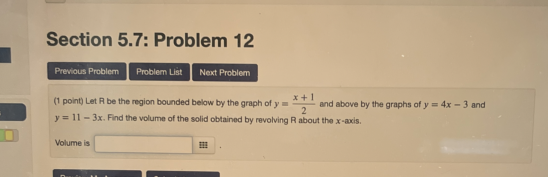 Solved Section 5.7: Problem 12(1 ﻿point) ﻿Let R be the | Chegg.com