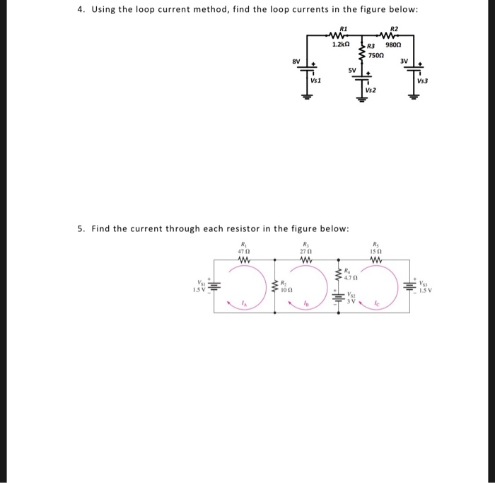 Solved 4 Using The Loop Current Method Find The Loop 1242