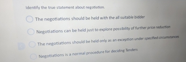 Solved Identify the true statement about negotiation.The | Chegg.com