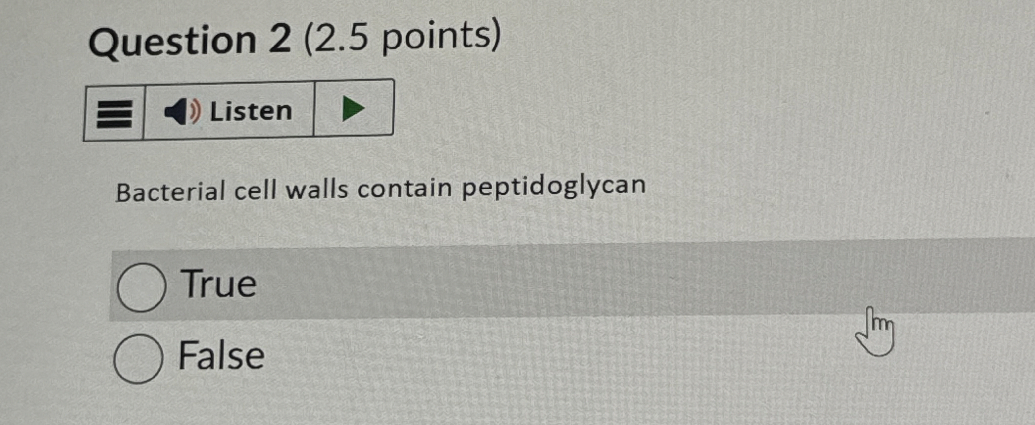 Solved Question 2 (2.5 points)Bacterial cell walls contain | Chegg.com Solved Question 2 (2.5 points)Bacterial cell walls contain | Chegg.com
