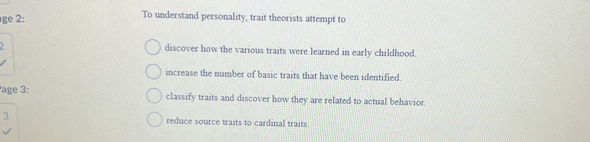 Solved To understand personality, trait theorists attempt | Chegg.com