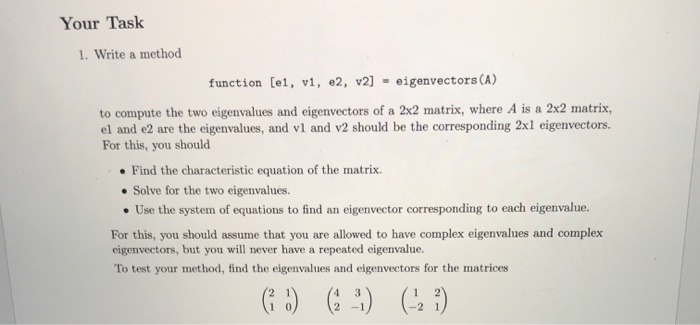 Solved Your Task 1. Write a method function [e1, vi, e2, v2] | Chegg.com