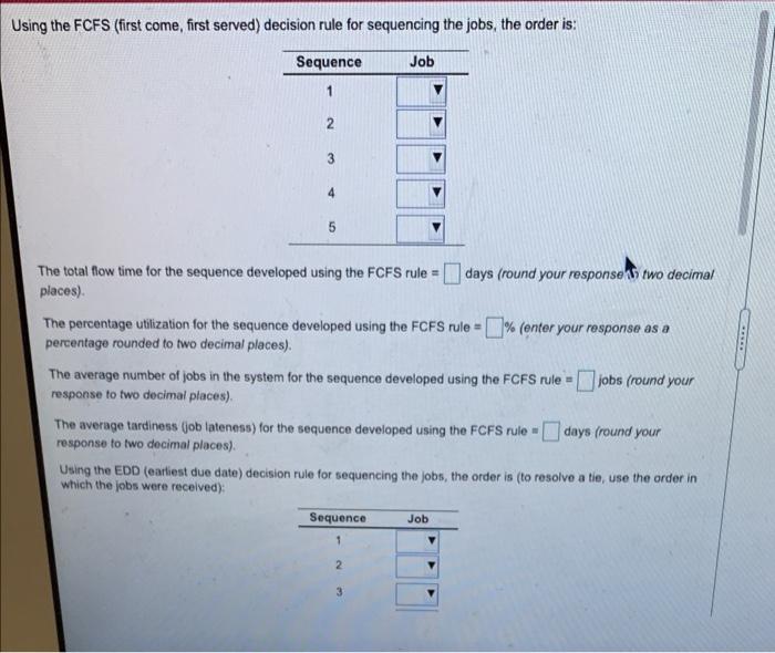 Solved Using the FCFS (first come first served) decision | Chegg.com