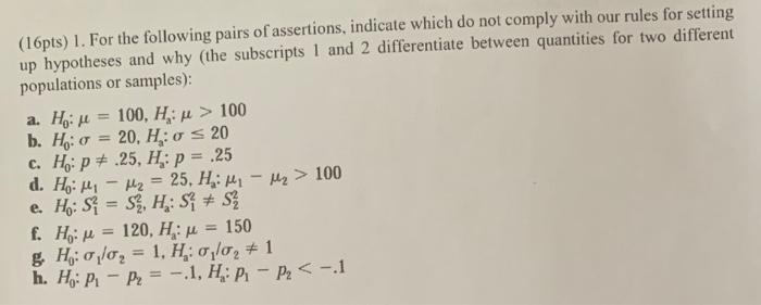 Solved (16pts) 1. For the following pairs of assertions, | Chegg.com