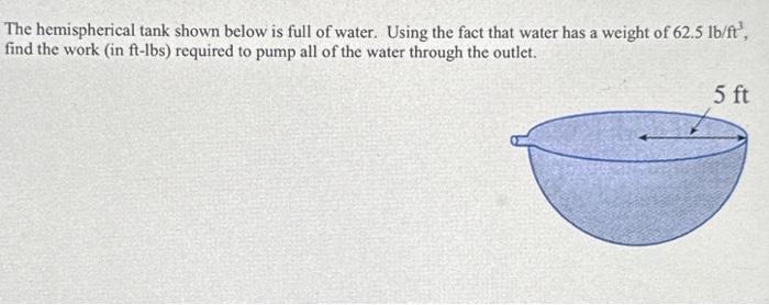 Solved The hemispherical tank shown below is full of water. | Chegg.com