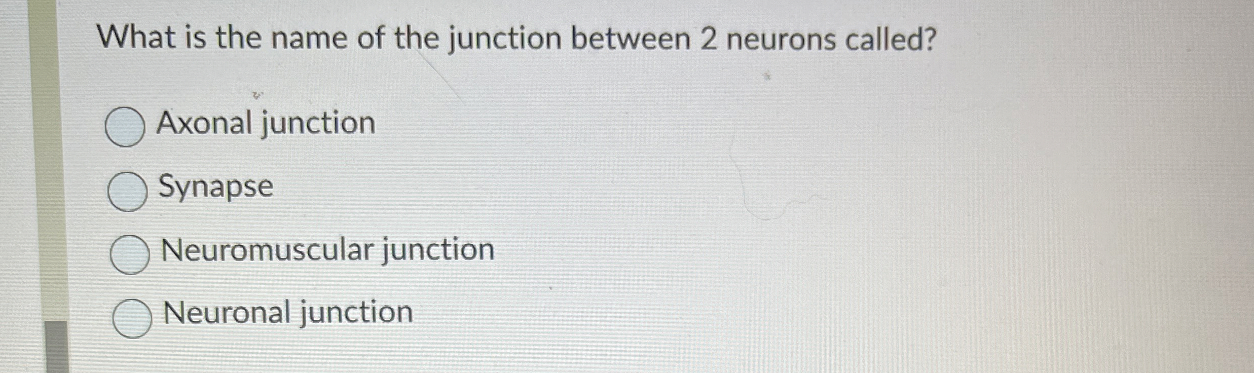 Solved What is the name of the junction between 2 ﻿neurons | Chegg.com