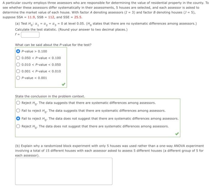 Solved particular county employs three assessors who are | Chegg.com