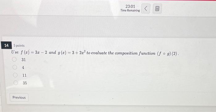 Solved Use f(x)=3x−2 and g(x)=3+2x2 to evaluate the | Chegg.com