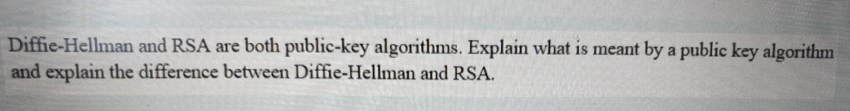 Solved Diffie-Hellman and RSA are both public-key | Chegg.com