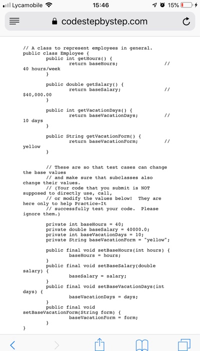 Solved Il Lycamobile 15:36 10 13% O • codestepbystep.com | Chegg.com
