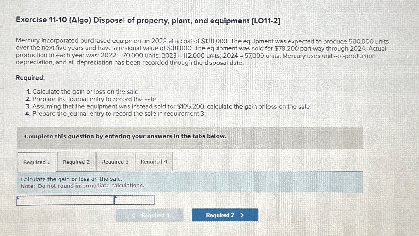 Solved Exercise 11-10 (Algo) ﻿Disposal of property, plant, | Chegg.com