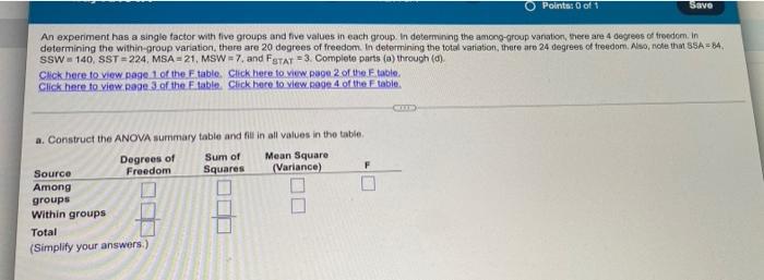 Solved Mean Degrees of Sum of Square Consider an experiment | Chegg.com