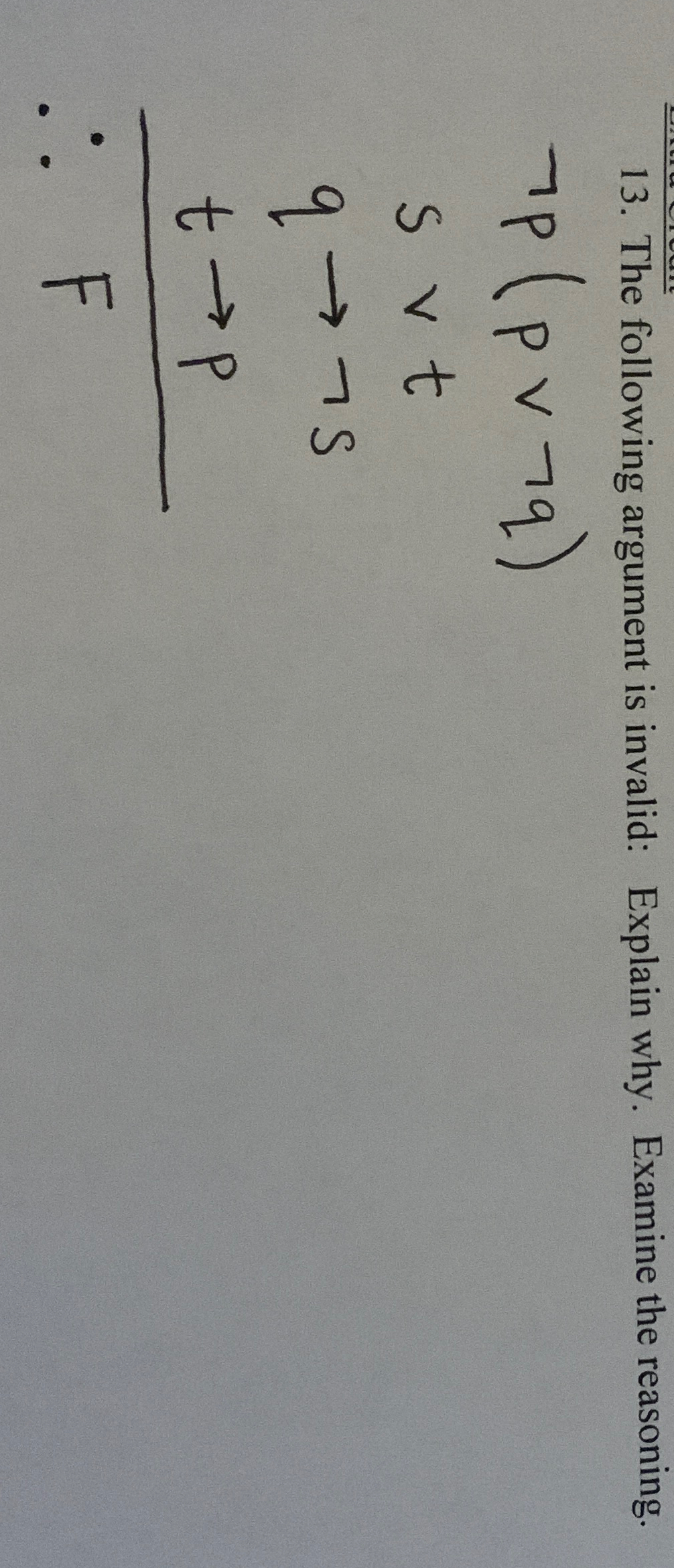 Solved The following argument is invalid. Explain why. | Chegg.com