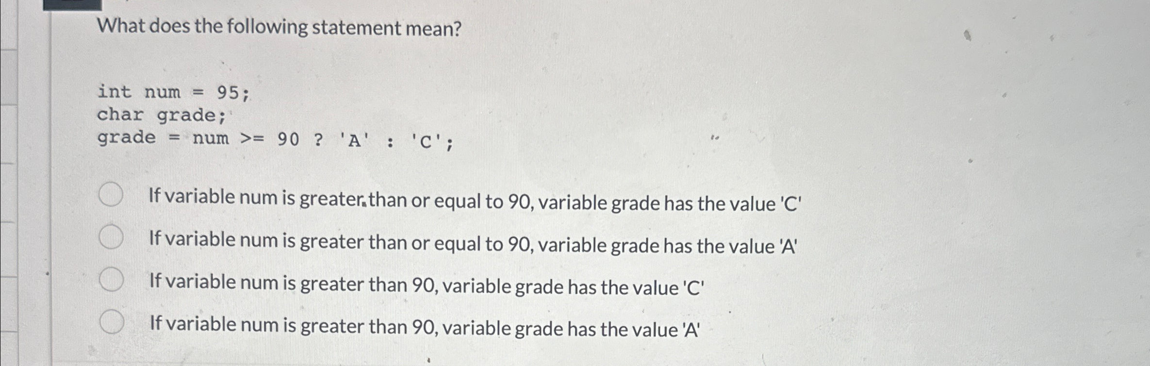 Solved What does the following statement mean?If variable | Chegg.com