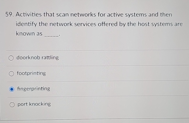 Solved Activities that scan networks for active systems and | Chegg.com