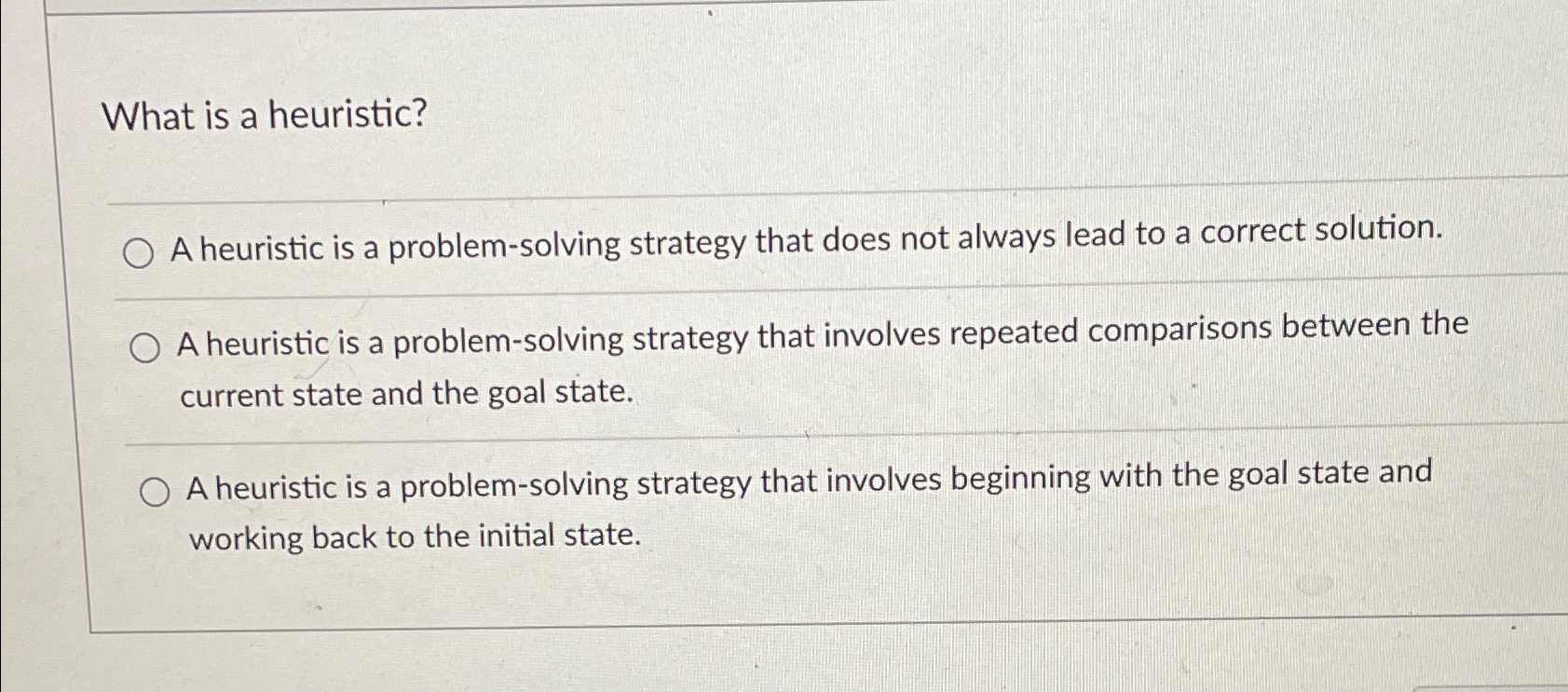 Solved What is a heuristic?A heuristic is a problem-solving | Chegg.com Solved What is a heuristic?A heuristic is a problem-solving | Chegg.com
