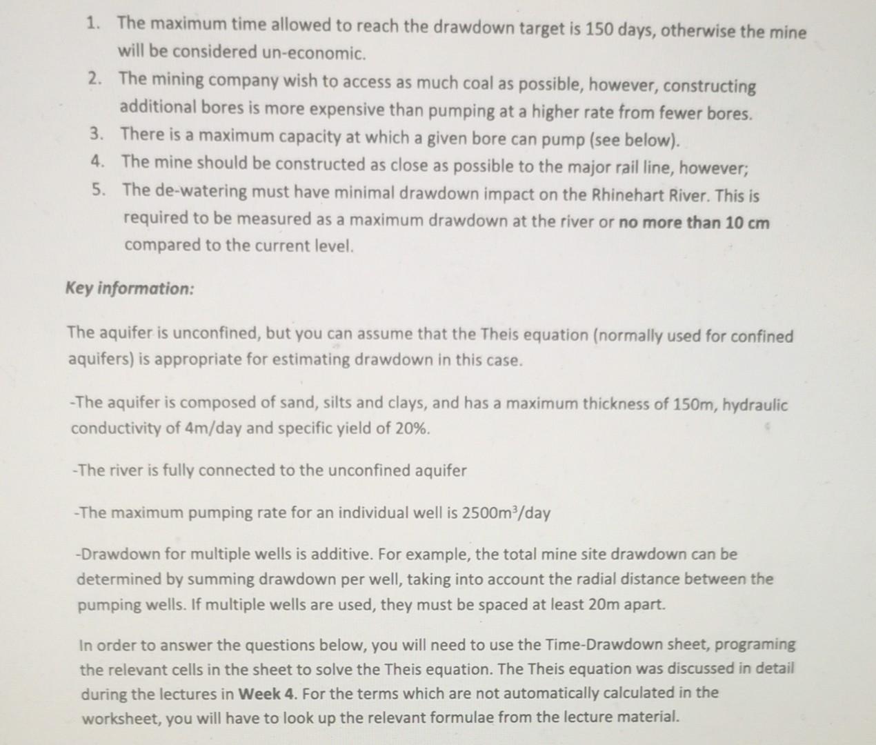 Using the Theis equation for time-drawdown-distance | Chegg.com