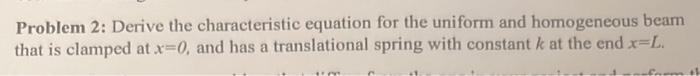 Solved Problem 2: Derive the characteristic equation for the | Chegg.com