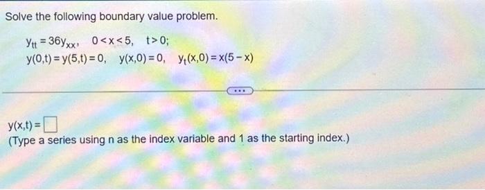 Solved Solve the following boundary value problem. Ytt = | Chegg.com