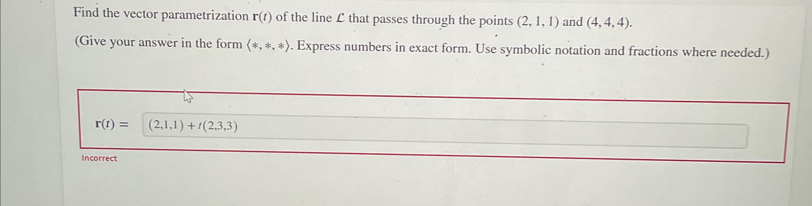 Solved Find the vector parametrization r(t) ﻿of the line L | Chegg.com